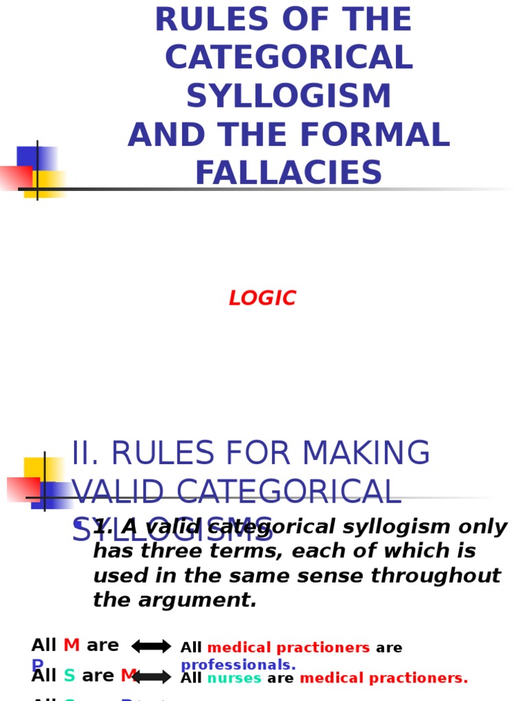 Categorical Syllogism Rules and Fallacies | PDF | Fallacy ...