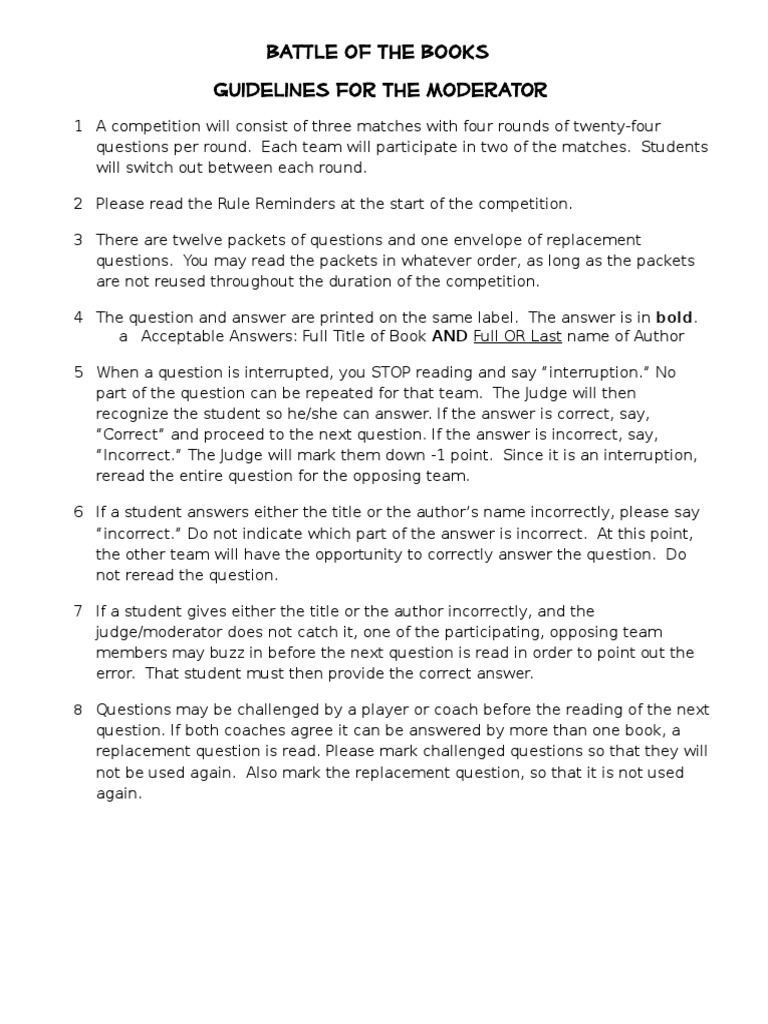 Guidelines For Moderator | PDF | Leisure