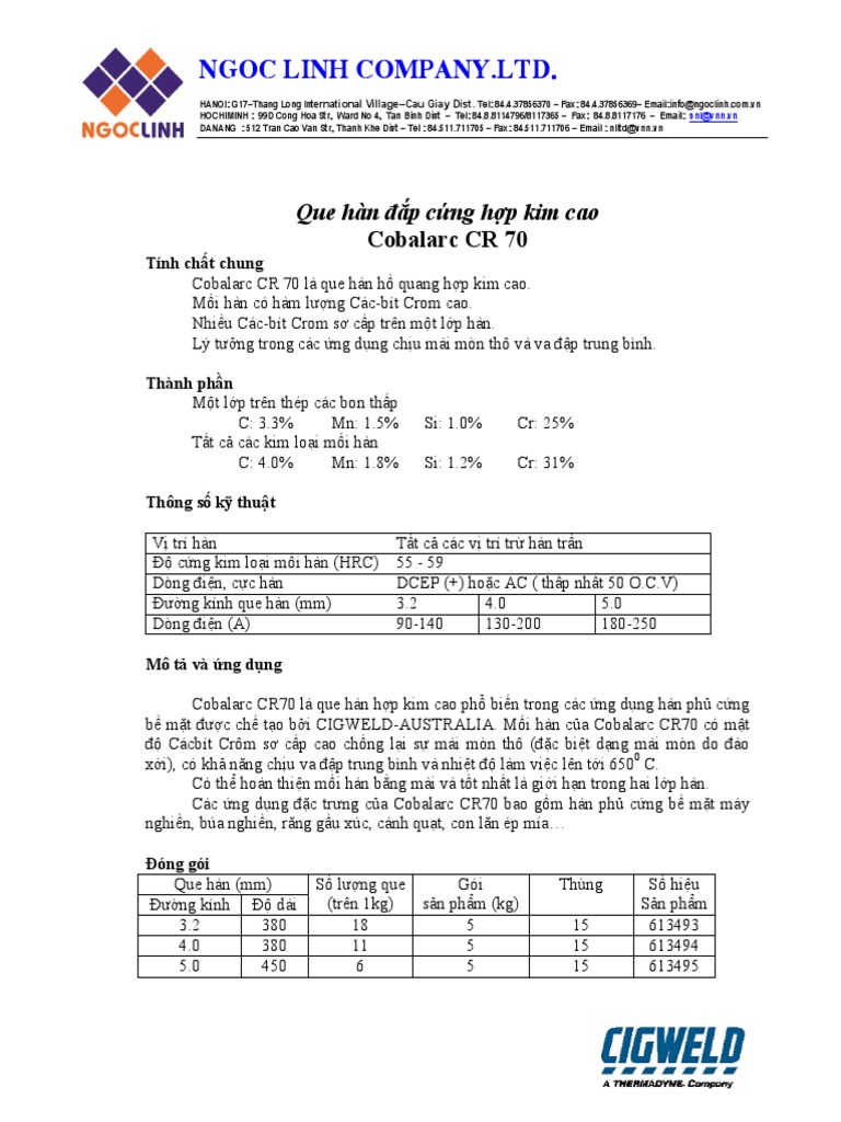 Cobalarc CR70 | PDF