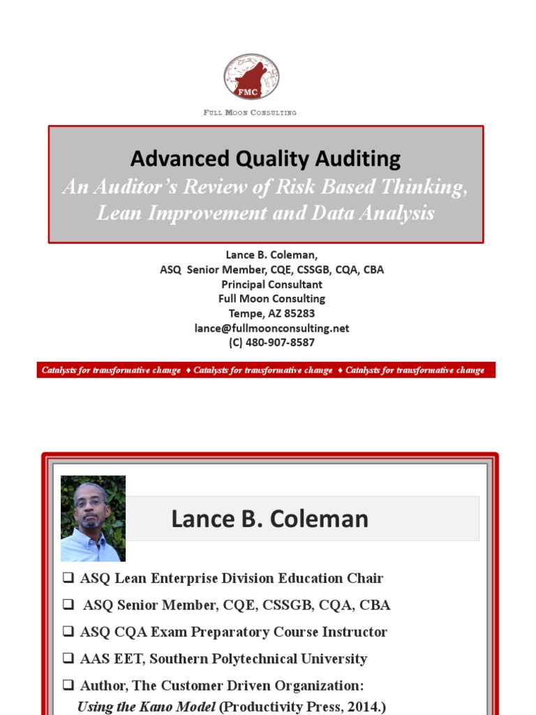 Advanced Quality Auditing | PDF | Risk Management | Quality Management ...