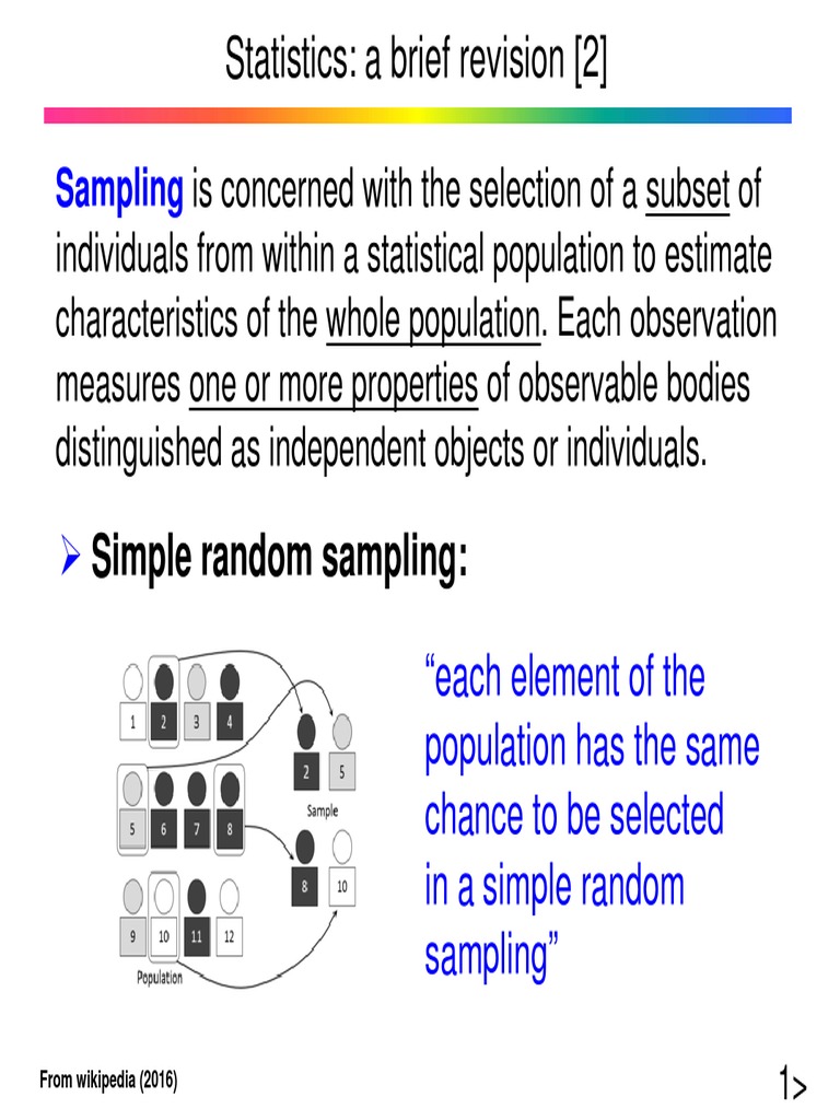 Statistics: A Brief Revision (2) : Simple Random Sampling | PDF ...
