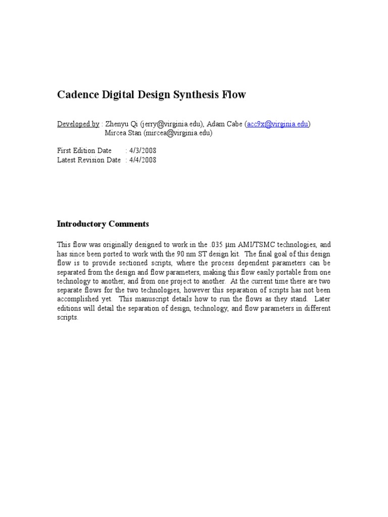 Cadence Digital Design Synthesis Guide | PDF | Hardware Description ...