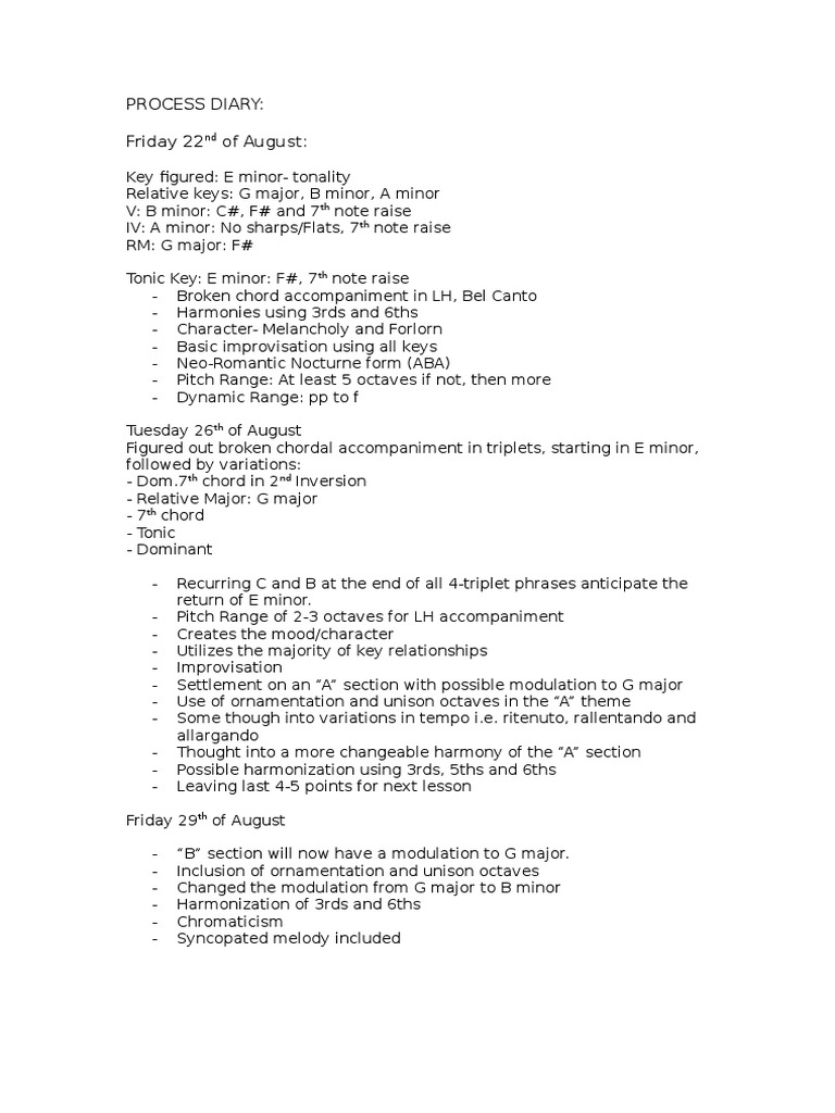 Music Process Diary | PDF | Poetry