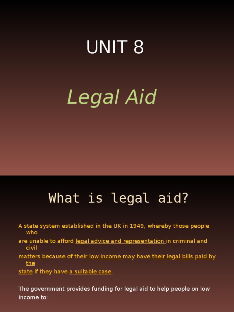 Unit 8 - LEGAL AID | PDF | Legal Aid | Public Defender