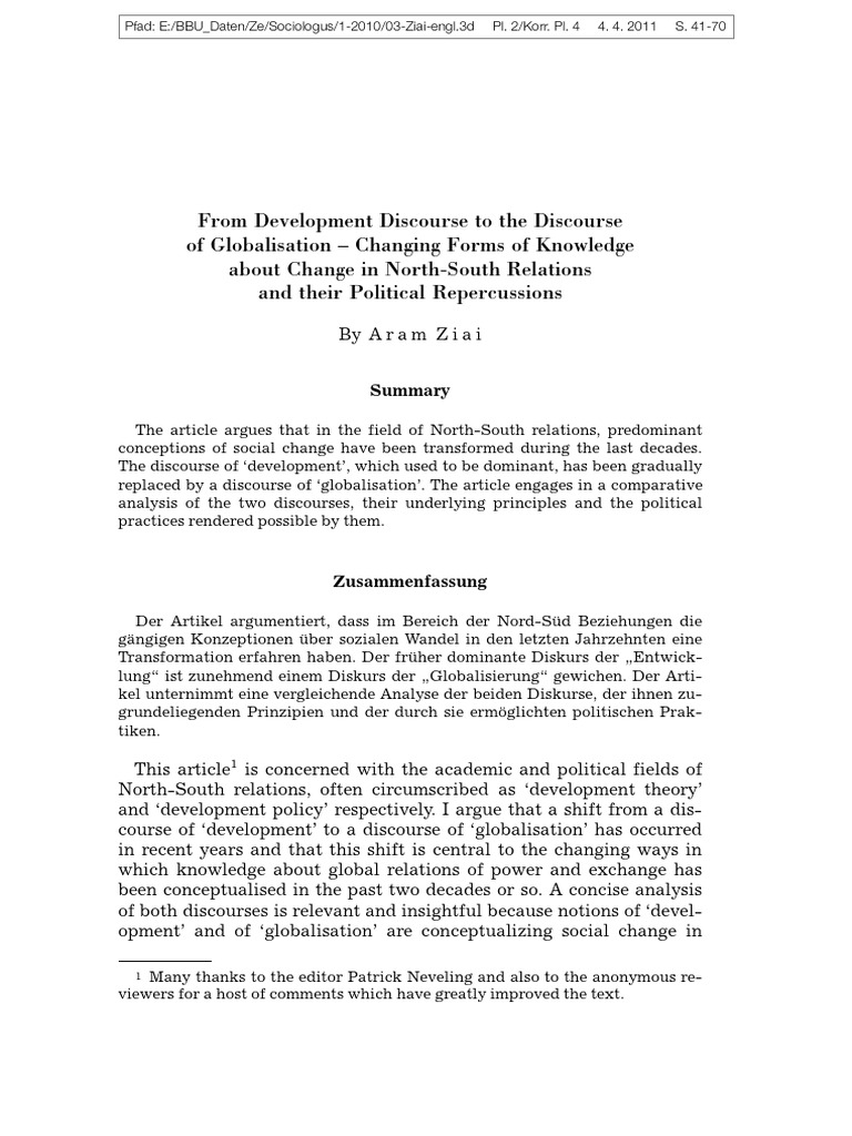 Development Discourse of Globalization | PDF | Discourse | Development ...