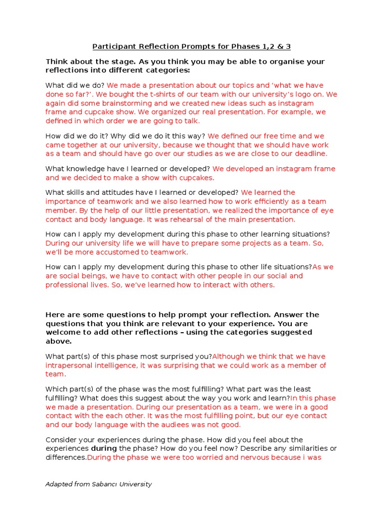 Reflection Phases 1235 | PDF | Brainstorming | Creativity