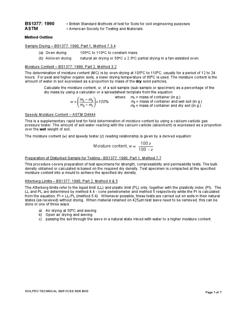 Soil Tests-Brief Method Statement | PDF | Applied And Interdisciplinary ...