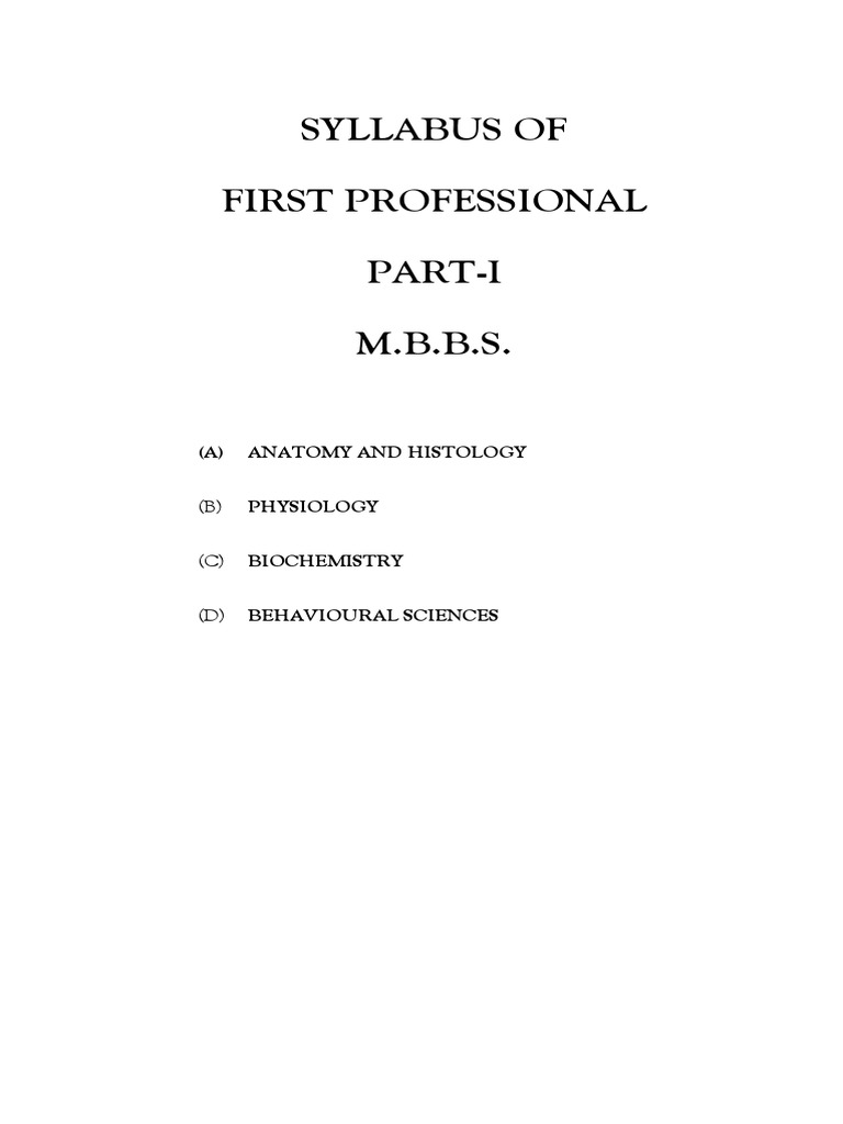Mbbs PMDC First Part Syllabus Details | PDF