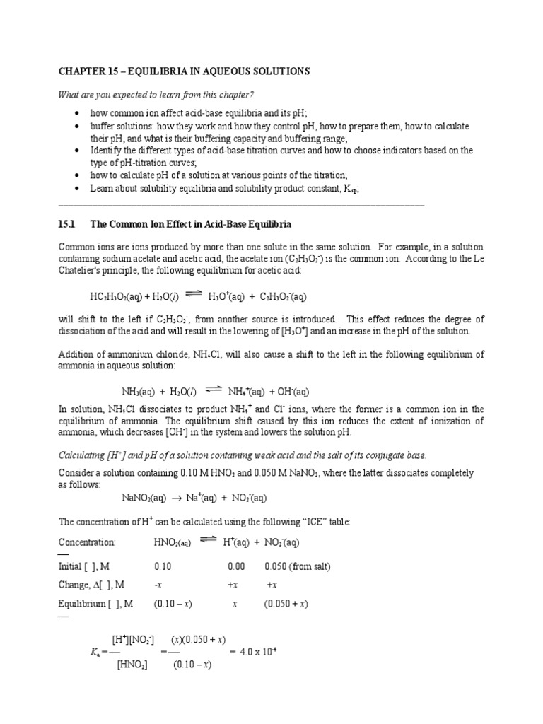 Chapter 15 Acid Base Equilibrium and Buffers | PDF | Buffer Solution ...
