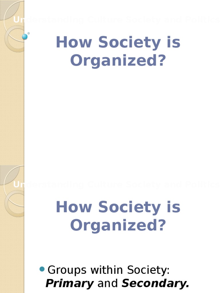 How Society Is Organized | PDF | Social Group | Socialization