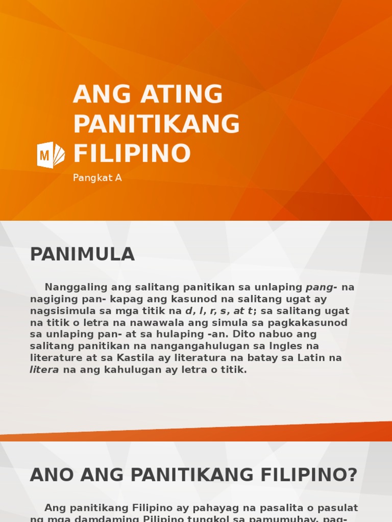 Ang Ating Panitikang Filipino: Pangkat A | PDF