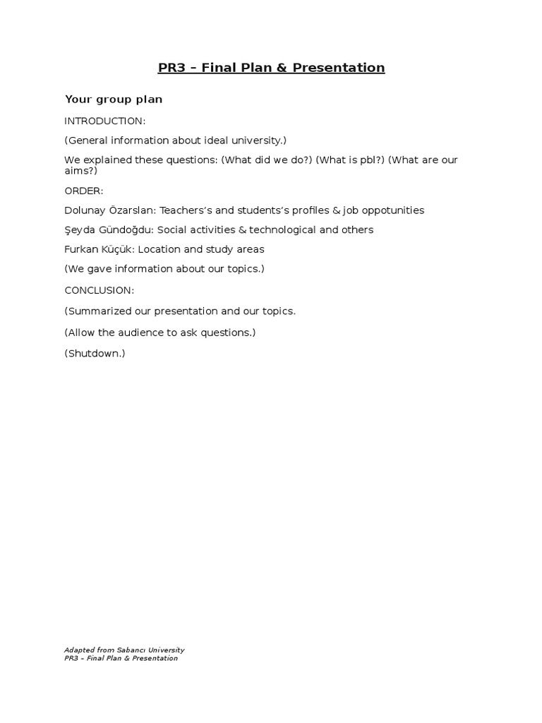 pr3 Final Plan Presentation1 | PDF | Communication | Cognition