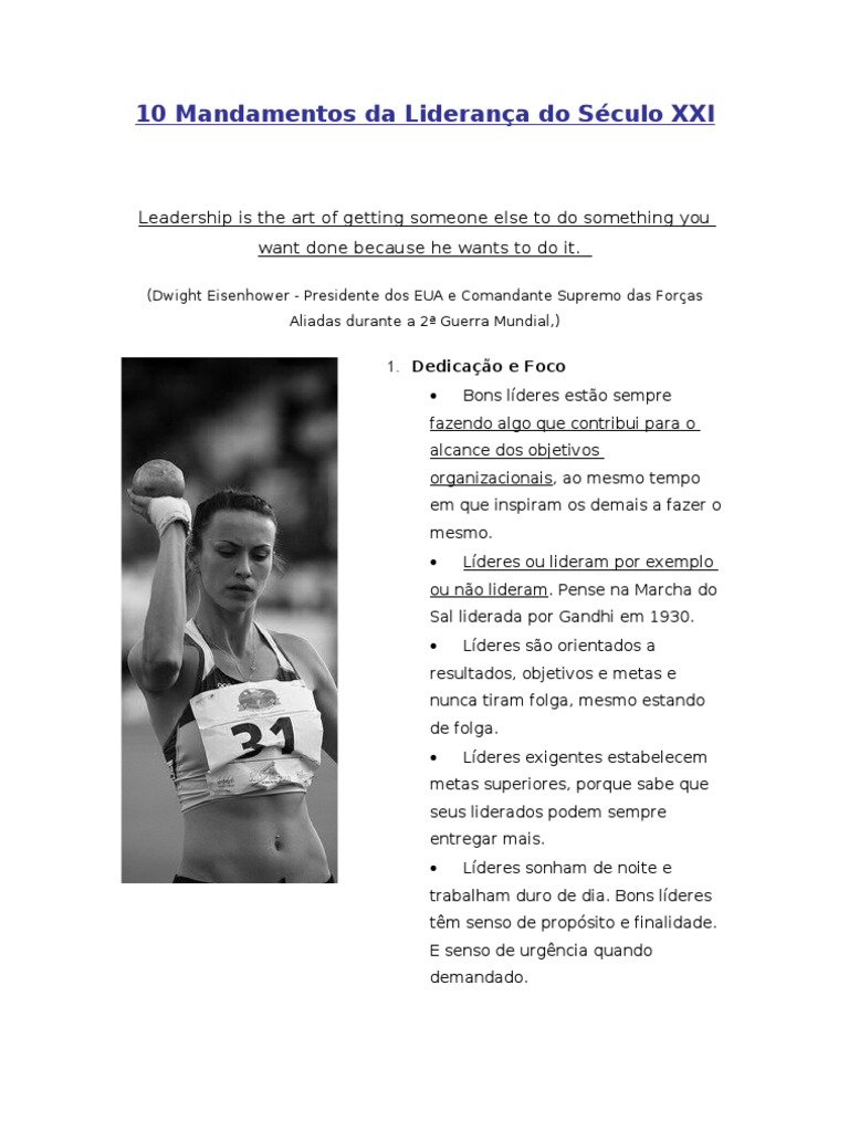 10 Mandamentos Liderança | PDF | Liderança | Tomada de decisões