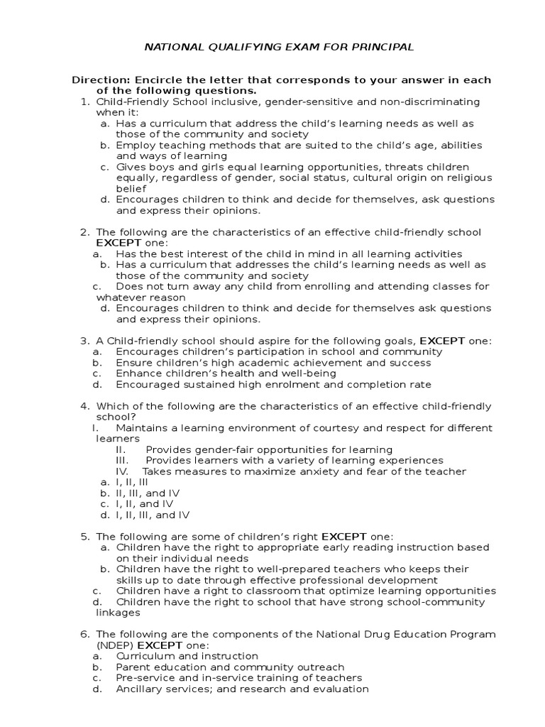 Principal Exam Reviewer Guide | PDF | Inclusion (Education) | Special ...