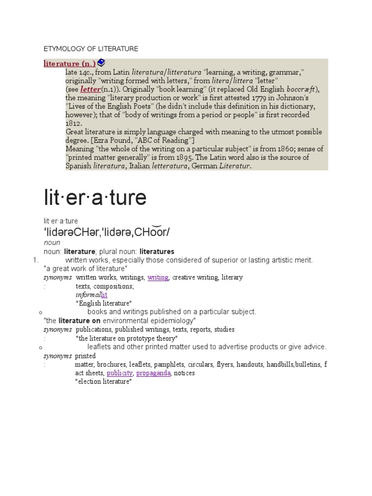 Etymology of Literature | PDF | Poetry | Narration