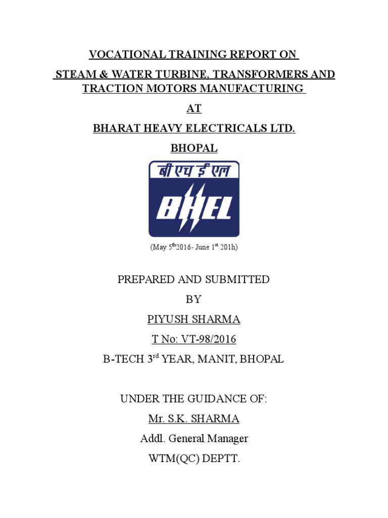 Bhel Report | Transformer | Mechanical Engineering
