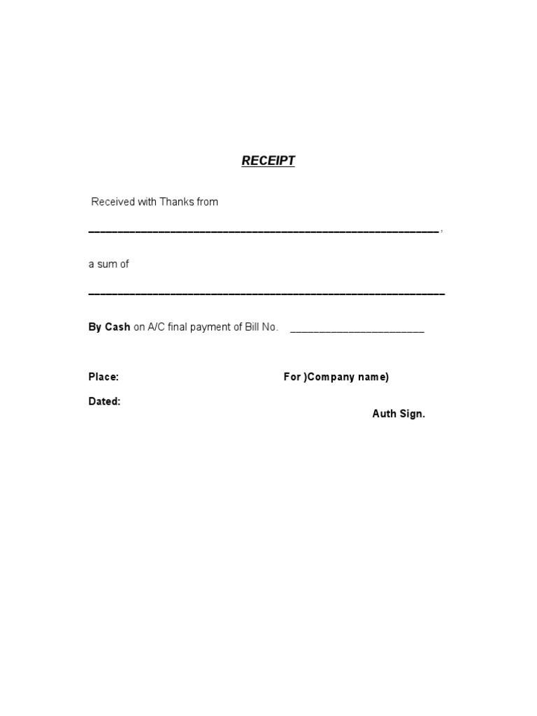 Receipt: Received With Thanks From | PDF