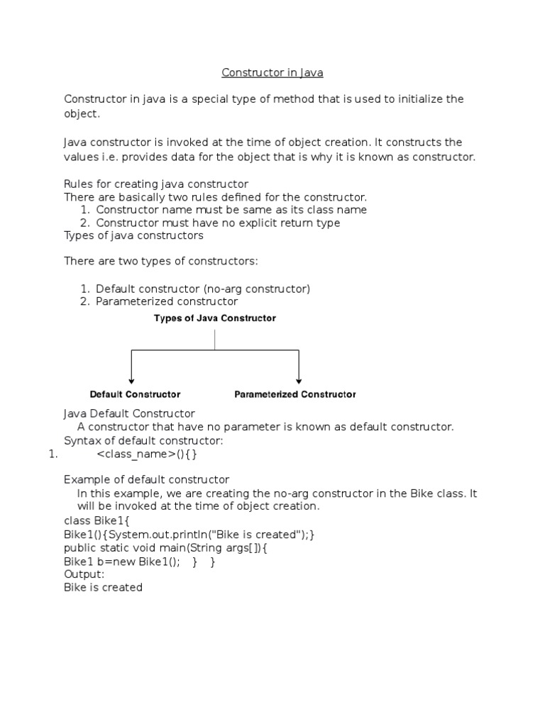 How To Describe Constructor In Java Constructor Object