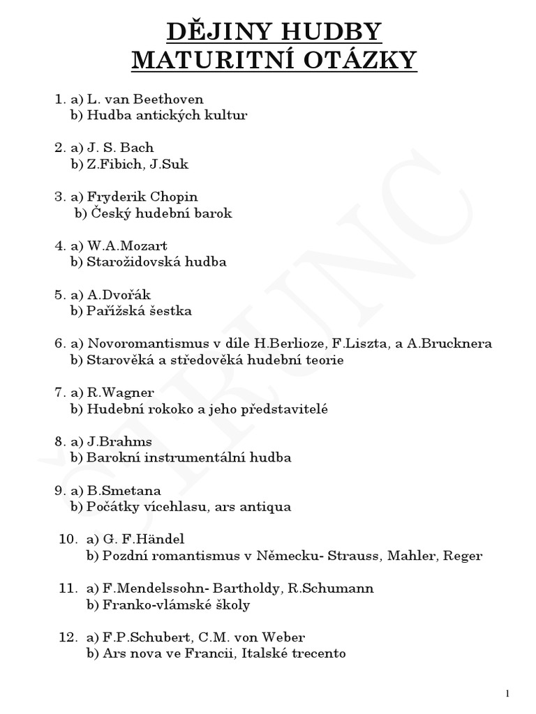 Dějiny Hudby - Celé Skrypta PDF | PDF