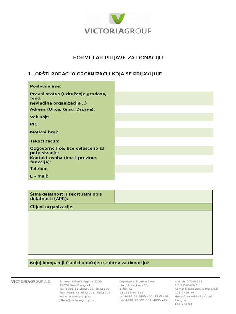 Formular Prijave Za Donaciju 0 | PDF