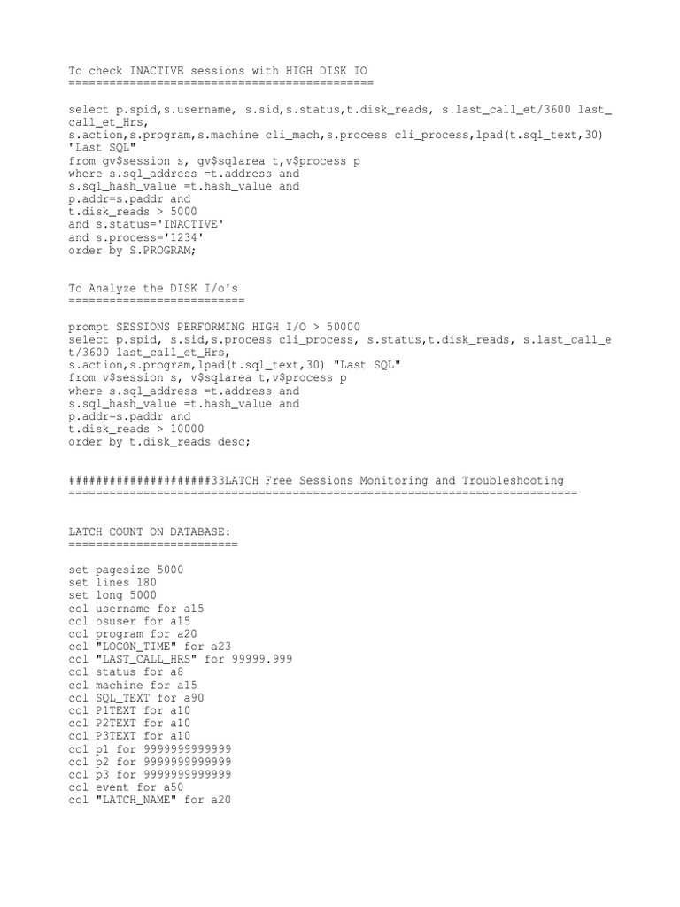 Core Dba Scripts Pdf Database Index Data Buffer 5958
