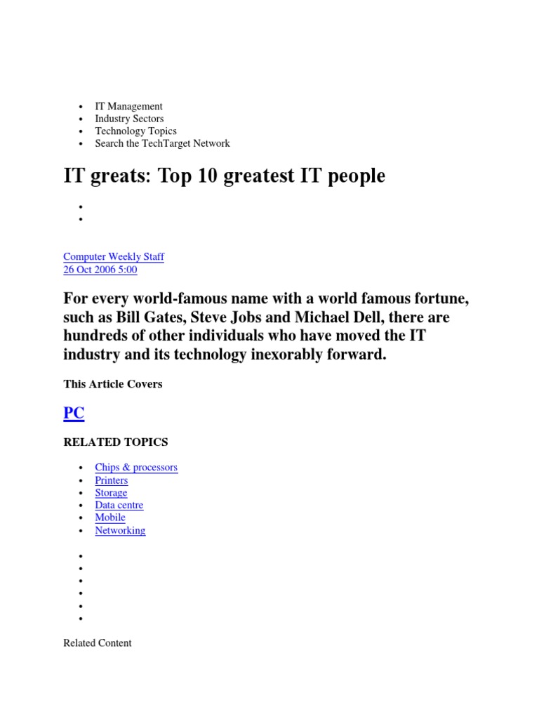 Top It Personalities | PDF | World Wide Web | Internet & Web