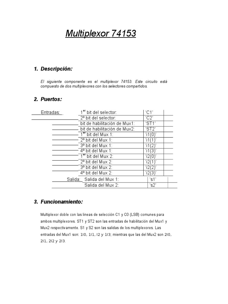 Multiplexor 74153 | PDF