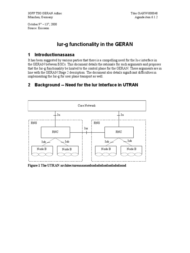 Iur-G Functionality in The GERAN: 1 Introductionasaasa | Download Free ...