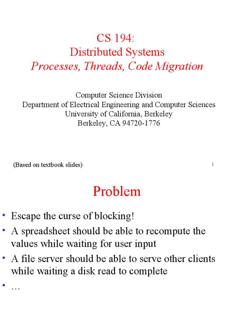 Thread Vs Processes In Distributed Systems Pdf Thread Computing Process Computing