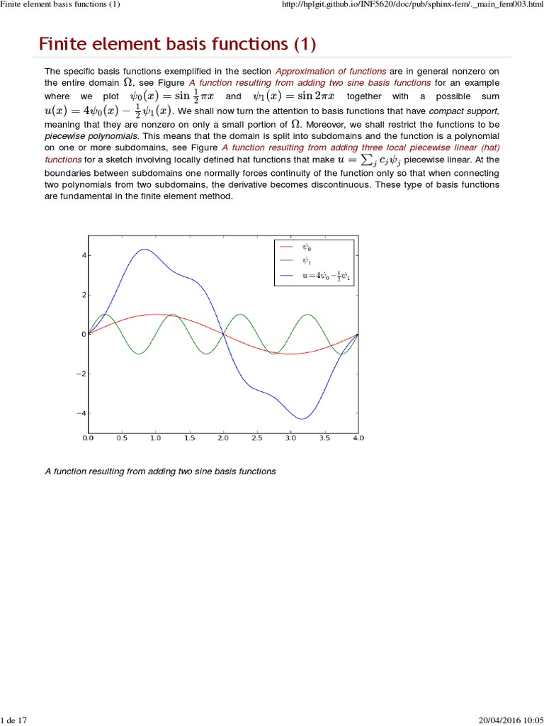 01 Finite Element Basis Functions 1 Pdf Finite Element Method Basis Linear Algebra