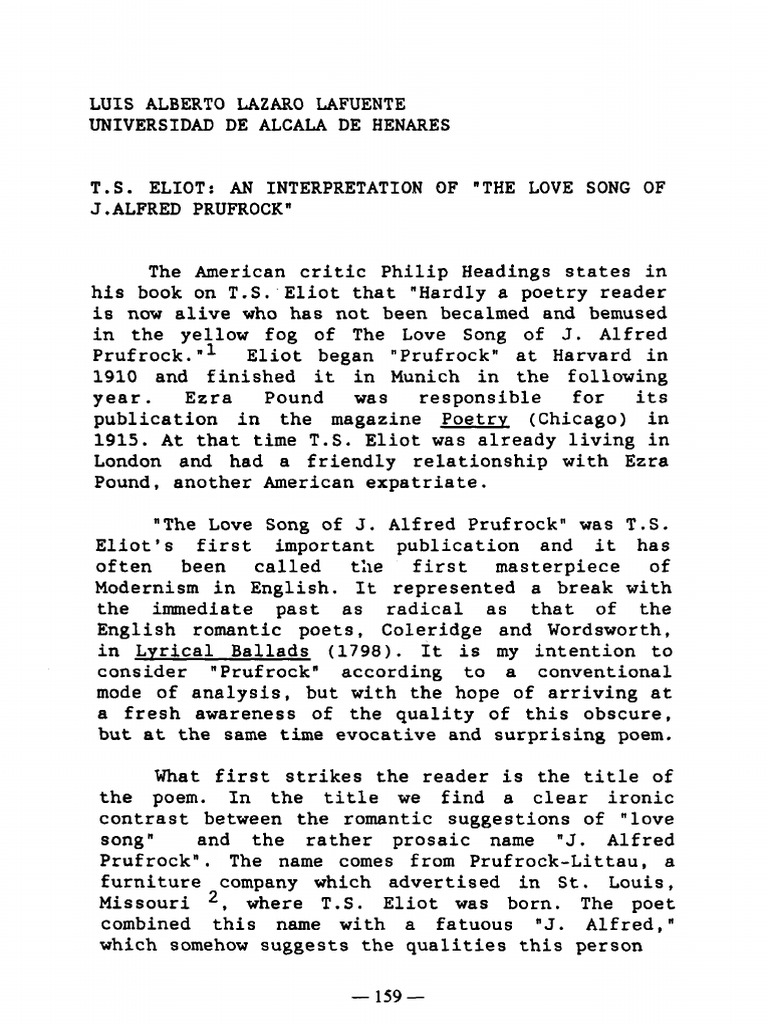 T +S +eliot +An+Interpretation+of+The+Love+Song+of+J +Alfred+Prufrock ...
