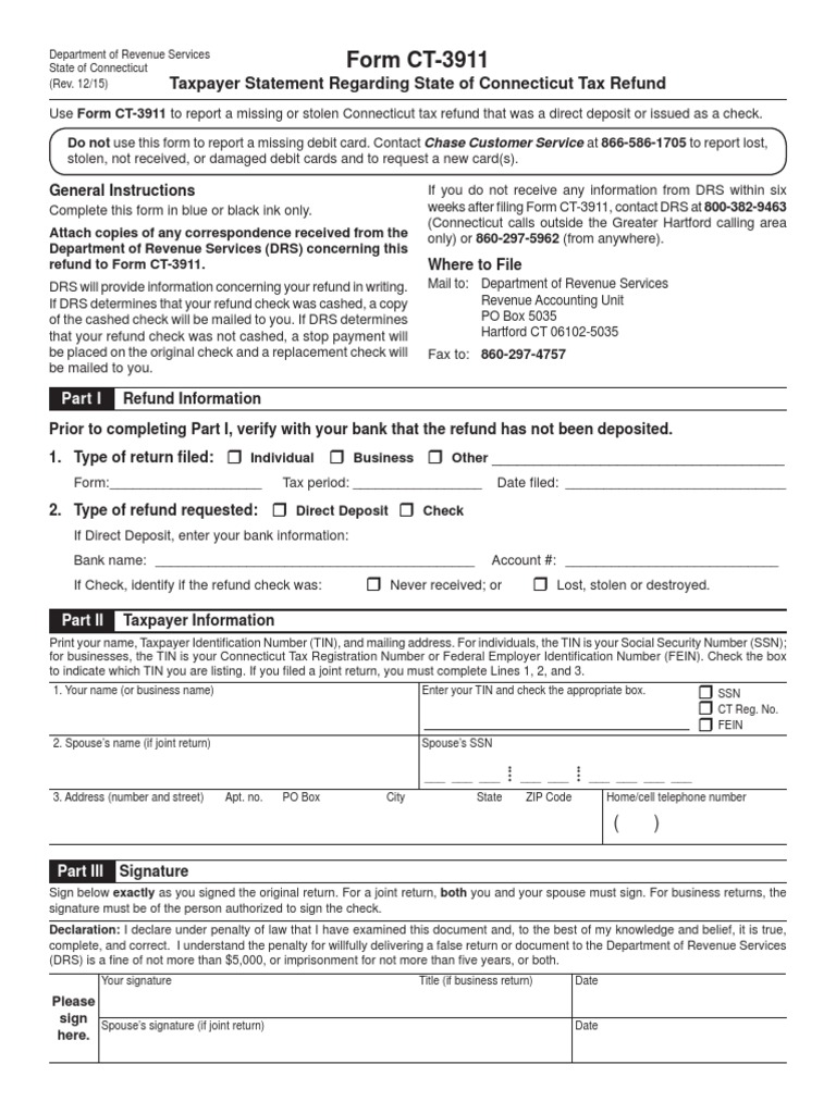 ct-3911 | Tax Refund | Social Security Number