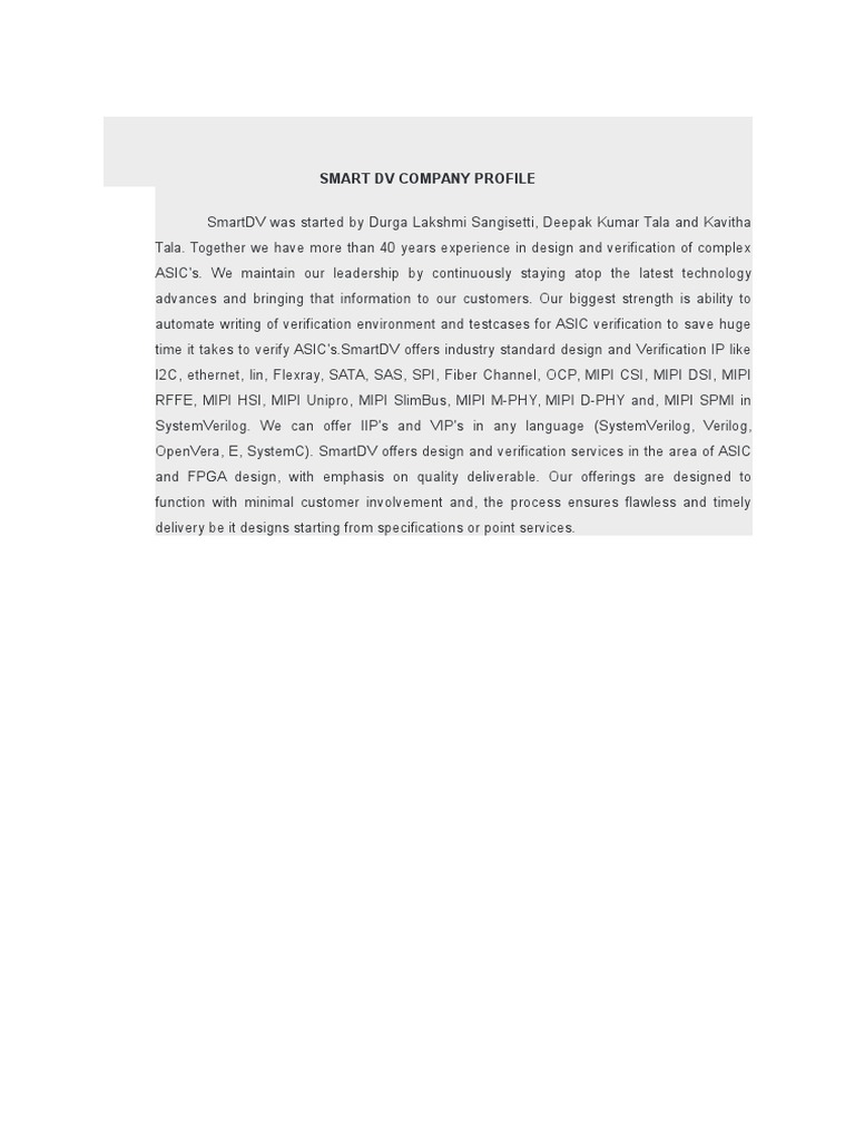 Smart DV Company Profile | PDF