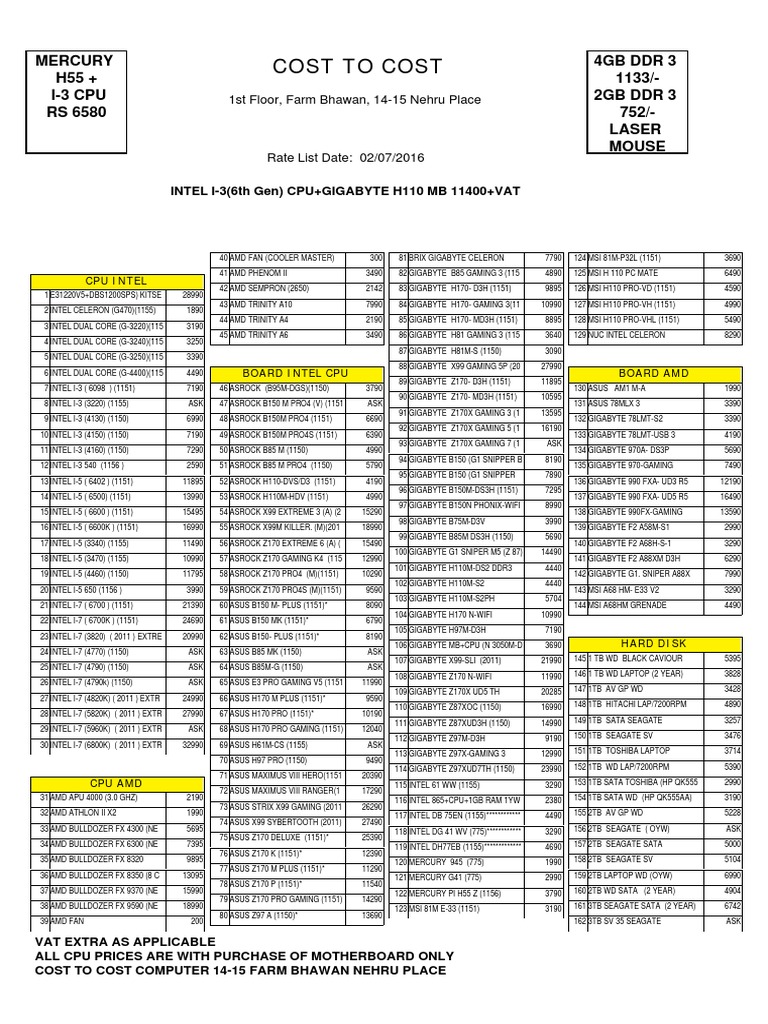 C2C Price List 02 July 2016 | PDF | Advanced Micro Devices | Solid ...
