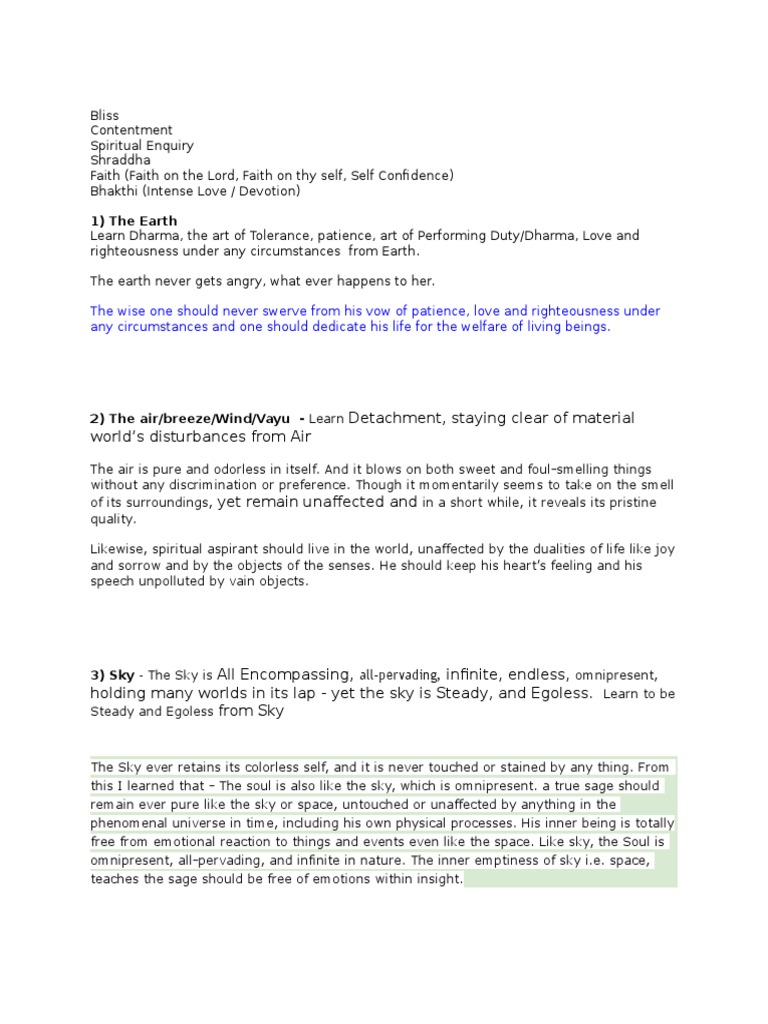 Detachment, Staying Clear of Material World's Disturbances From Air ...