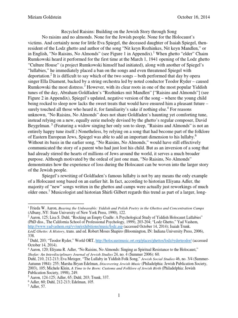 Primary Source Analysis - Miriam Goldstein | PDF | The Holocaust | Jews ...