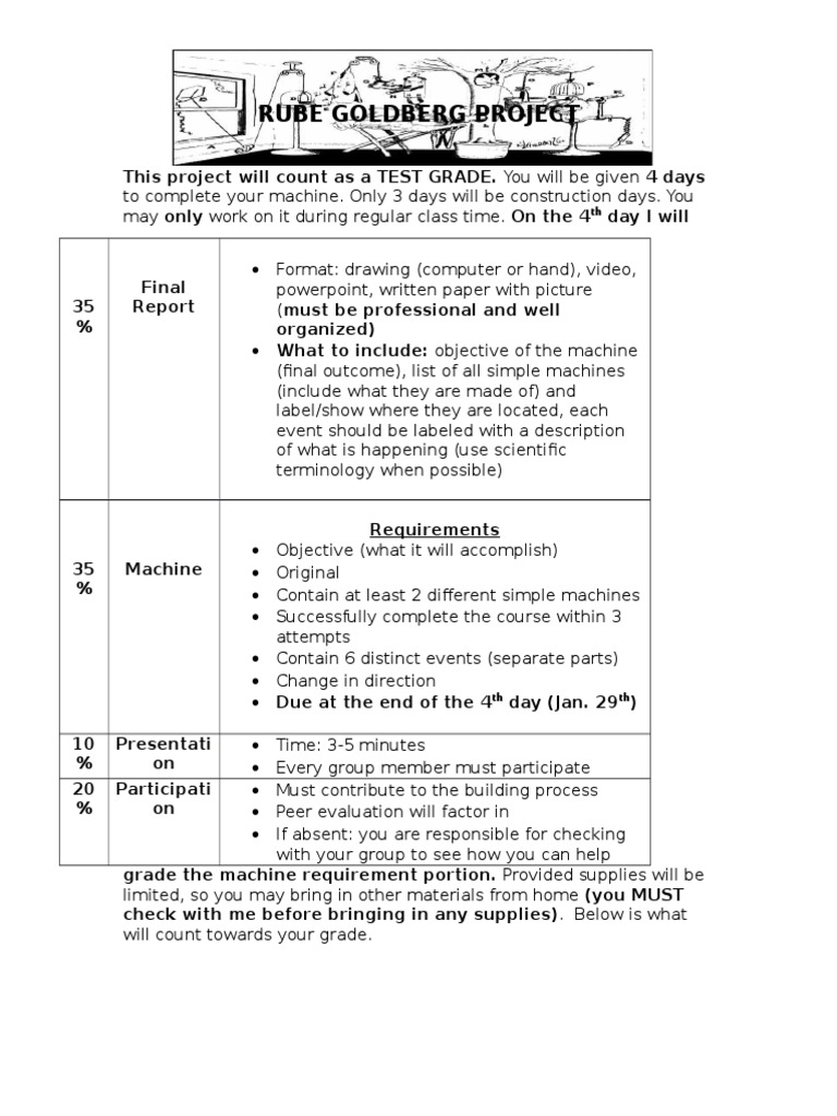 Rube Goldberg Project Guidelines | PDF | Art