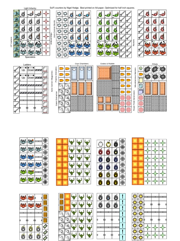 Scifi Counters by Nigel Hodge. Best Printed On A4 Paper. Optimised For ...