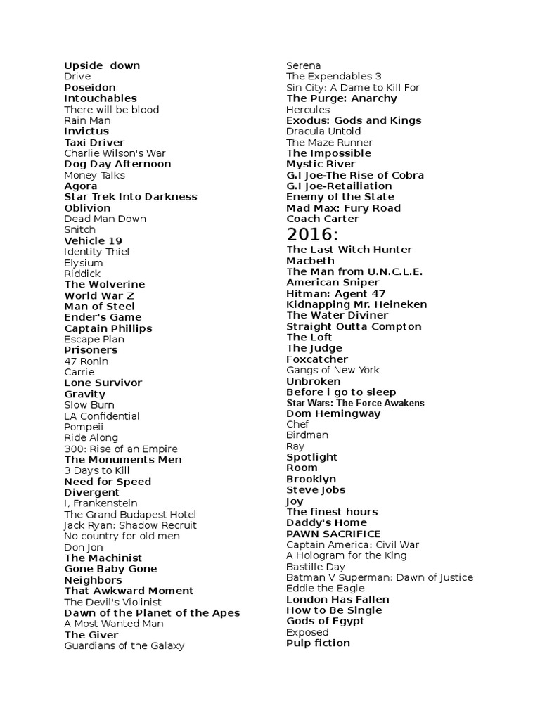 Comprehensive Movie List Compilation | PDF