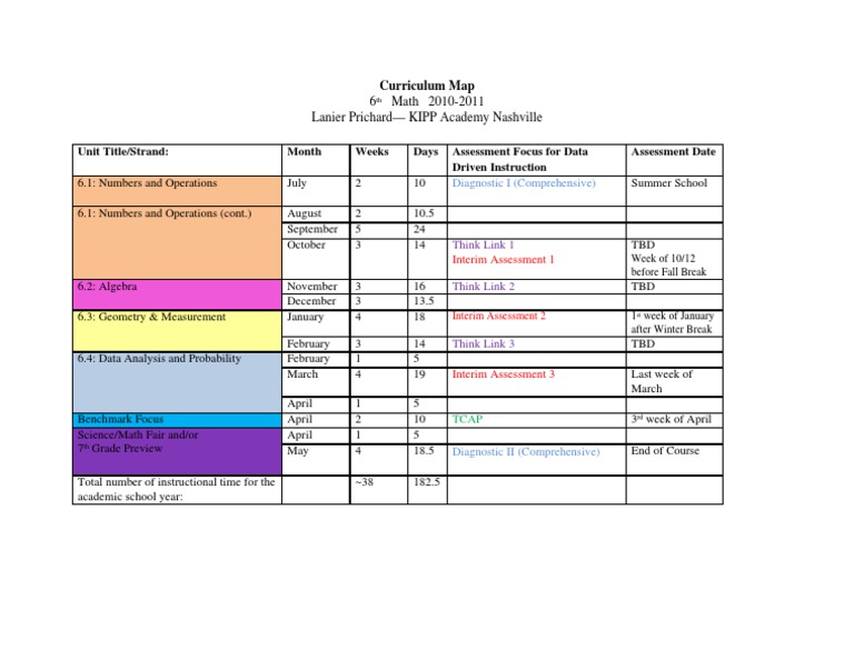 6th Grade Math Curriculum Map | PDF | Teaching Mathematics | Behavior ...