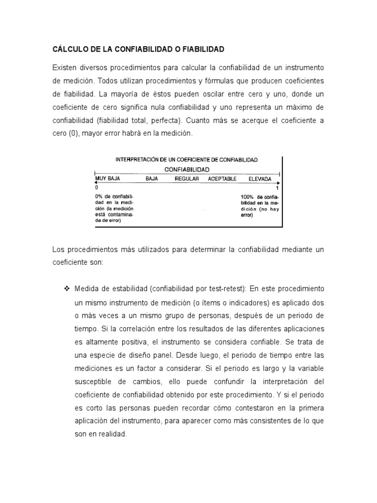Cálculo de La Confiabilidad o Fiabilidad | Consistencia interna ...