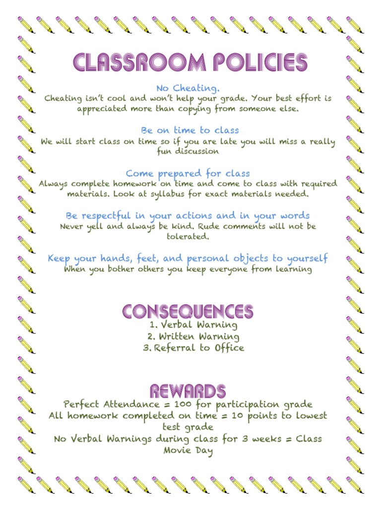 Classroom Policies and Procedures | PDF
