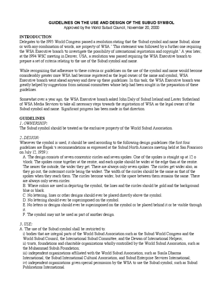 Use of The Subud Symbol | PDF | Social Institutions | Social Science