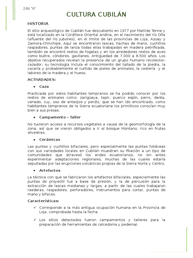 Cultura Cubilán | PDF | Caza | Andes