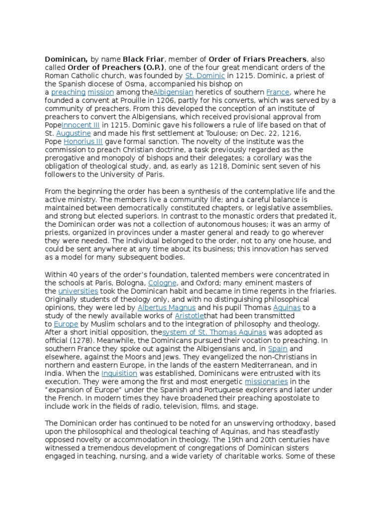 St. Dominic Preaching Mission Albigensian France | PDF | Dominican ...