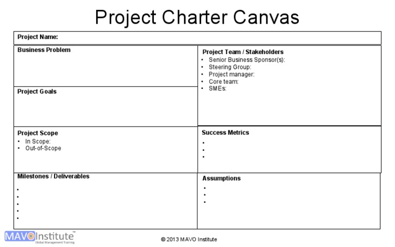 Template Project Charter Canvas | PDF
