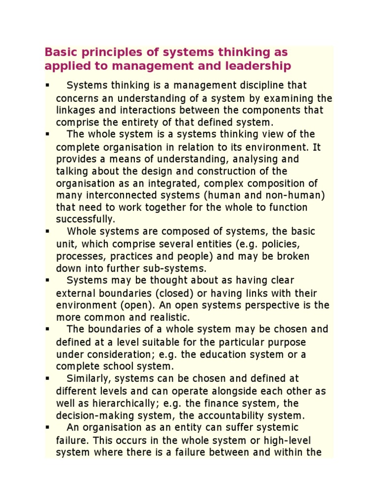 Principles of Systems Thinking in Management | PDF | Systems Thinking ...