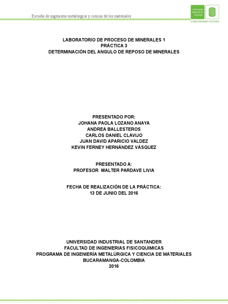 Práctica 3 Determinación Del Angulo de Reposo | PDF | Fricción ...