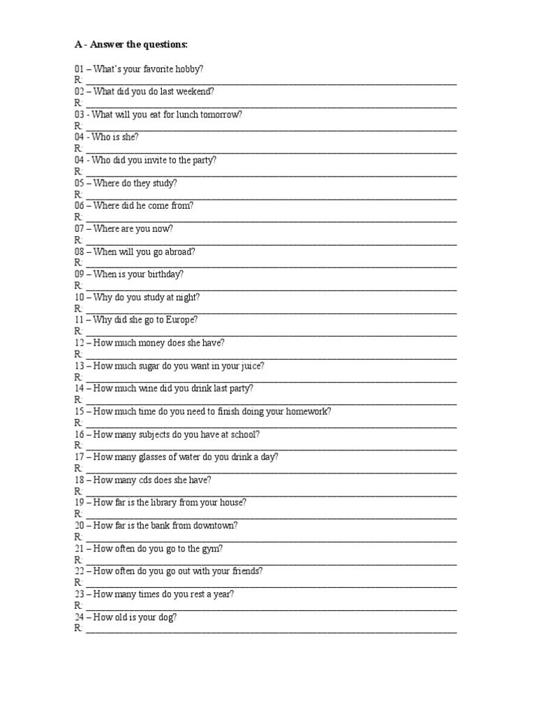 A - Answer The Questions | PDF