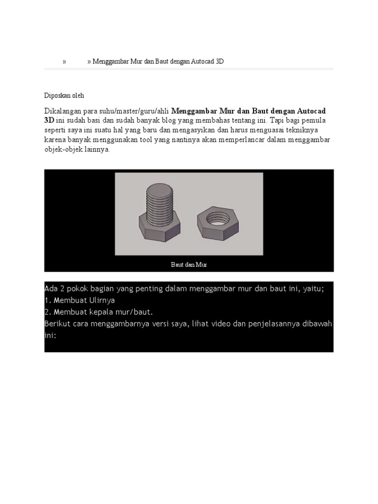 Gambar Mur Baut 3D | PDF | Seni